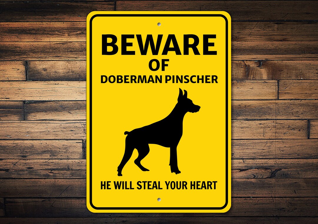 Doberman Pinscher Sign, Beware Dog Sign, Dog Silhouette Sign, Doberman ...