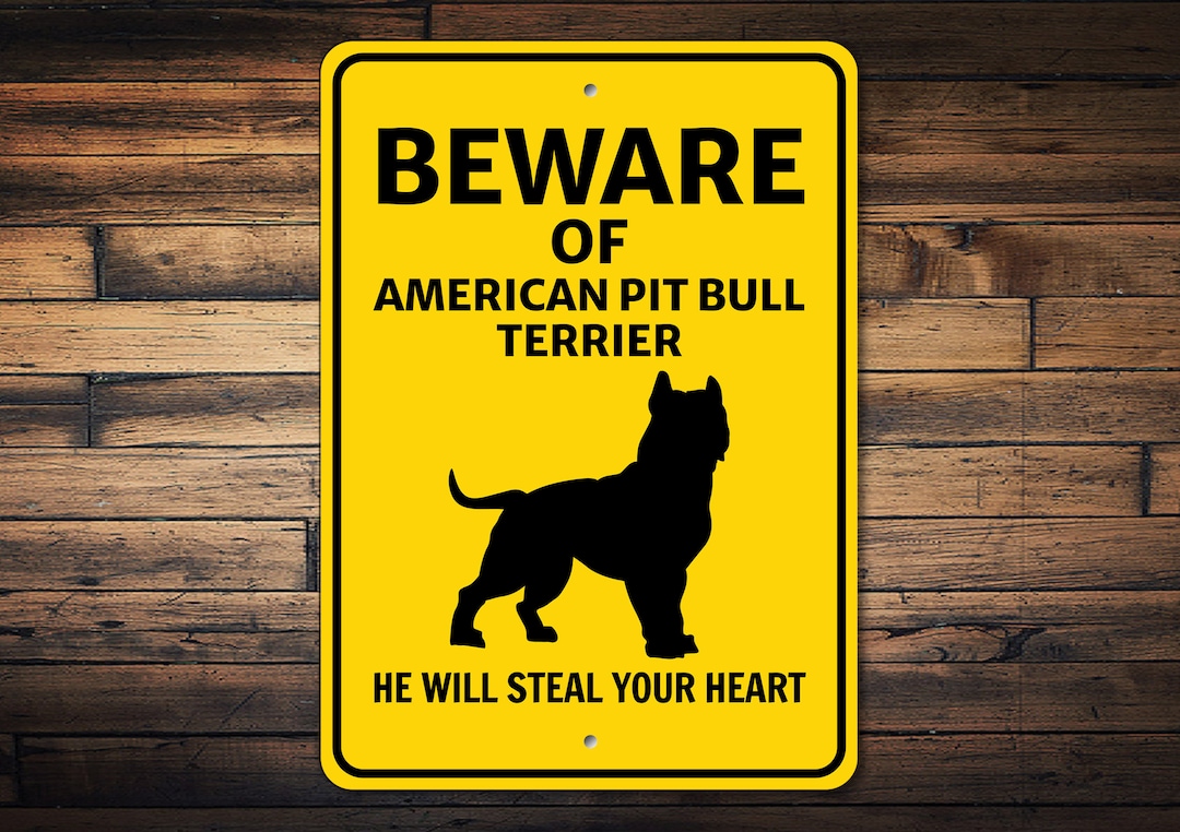 American Pit Bull Terrier Sign, Beware Dog Sign, Pit Bull Home Decor ...