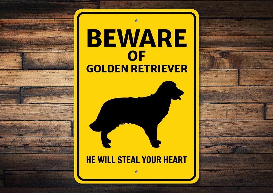 Golden Retriever Sign, Beware Dog Sign, Dog Silhouette Sign, Retriever ...