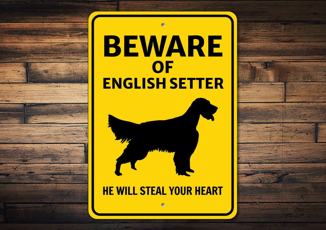 English Setter Sign, Beware Dog Sign, Dog Silhouette Sign, English ...