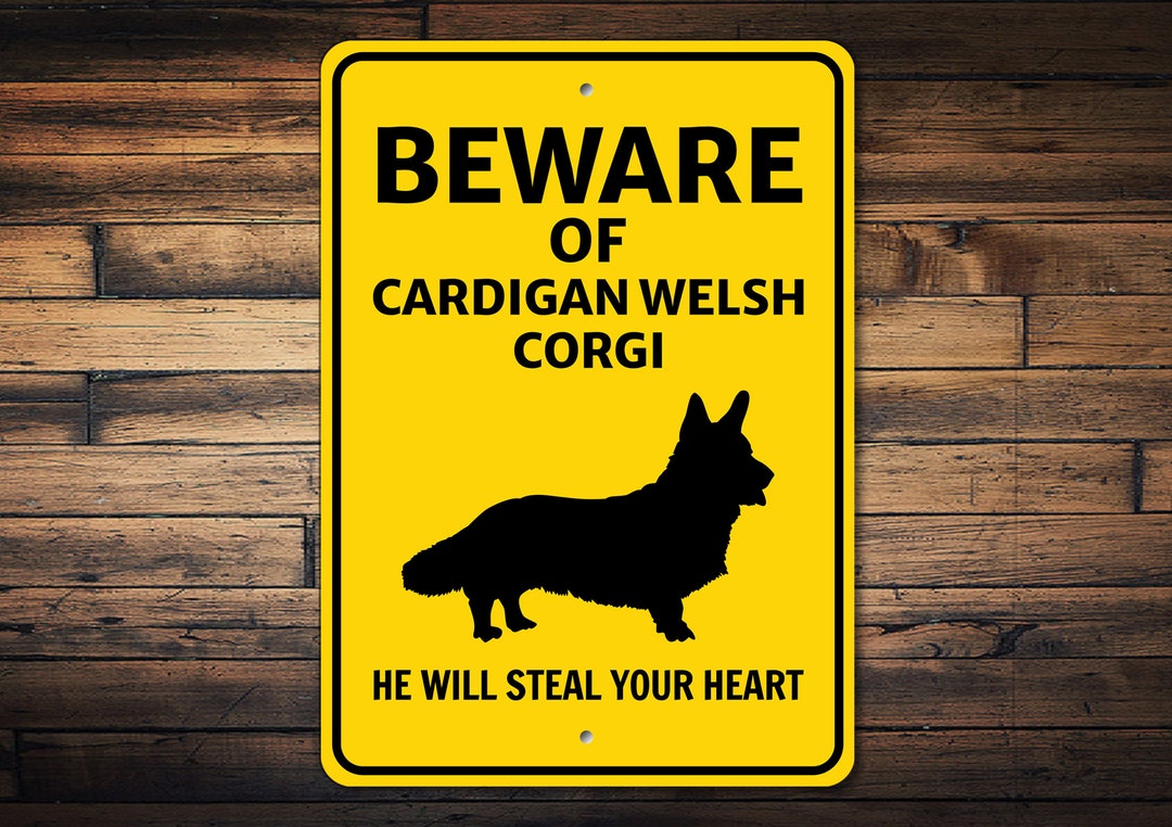 Welsh Corgi Sign, Beware Dog Sign, Corgi Gift, Dog Breed Sign, Cardigan ...