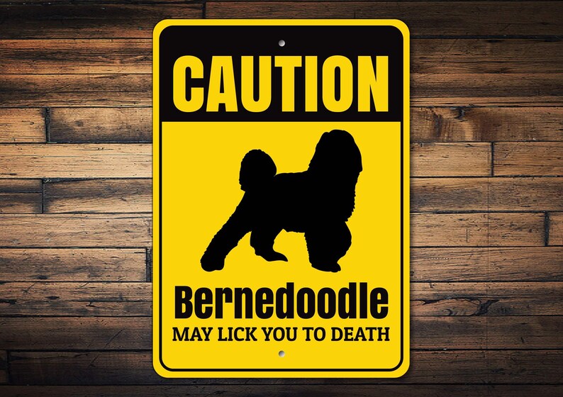 Caution Dog Sign, Bernedoodle Sign, Dog Breed Sign, Guard Dog Sign ...