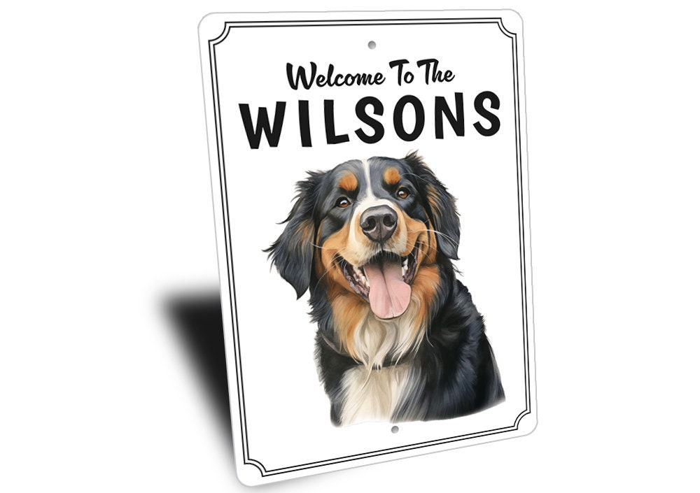 Bernese Mountain Dog Sign Mountain Dog Welcome Sign Customizable Dog ...
