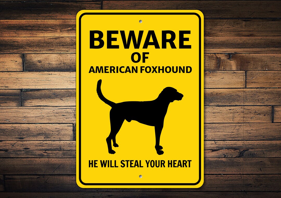 American Foxhound Sign, Beware Dog Sign, Foxhound Home Decor, Dog Breed ...