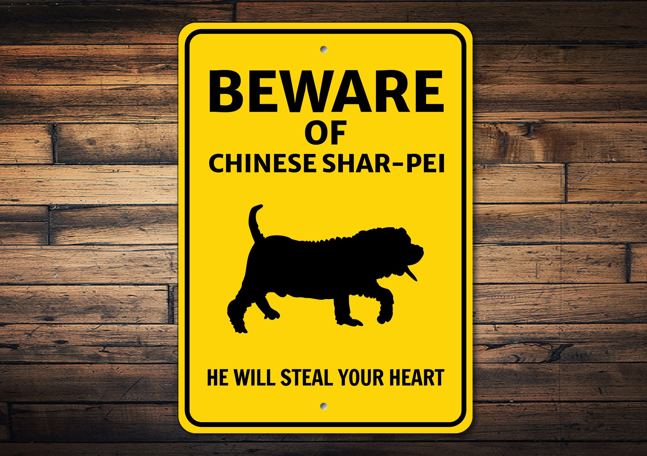 Chinese Shar-pei Sign, Beware Dog Sign, Dog Silhouette Sign, Shar-pei ...
