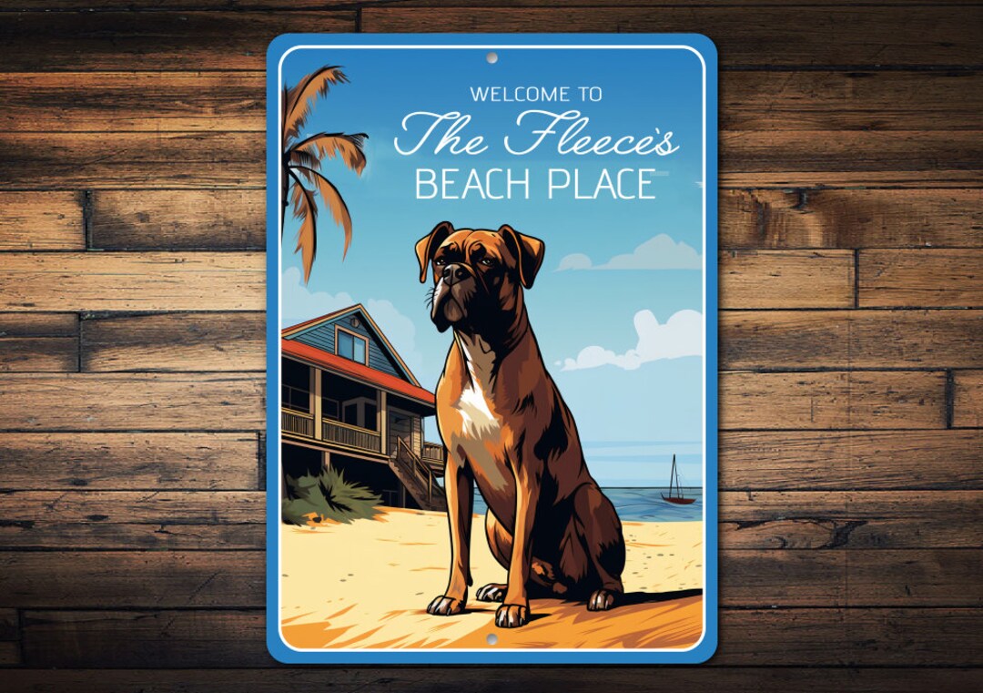 Boxer Beach Sign, Boxer Dog Sign, Beach Dog Sign, Boxer Beach Decor ...