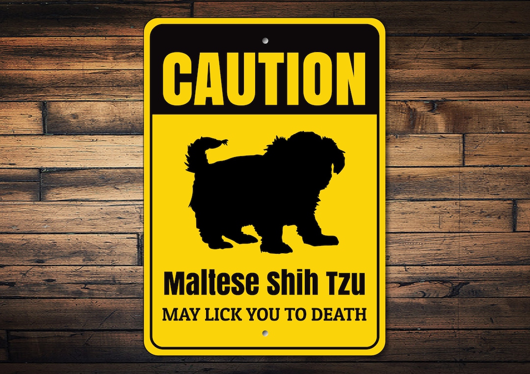 Maltese Shih Tzu Sign, Caution Dog Sign, Dog Warning Sign, Shi Tzu Gift ...