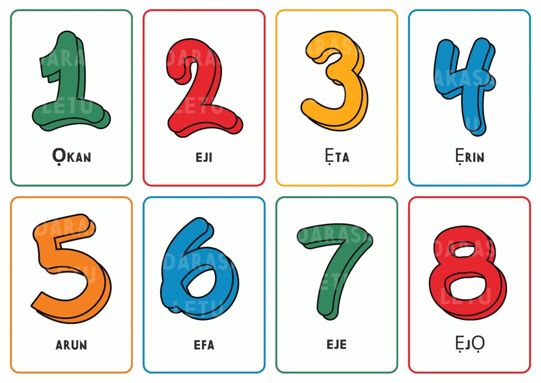 Yoruba, Number Flashcards, Large & Small Flash Cards, Toddlers ...