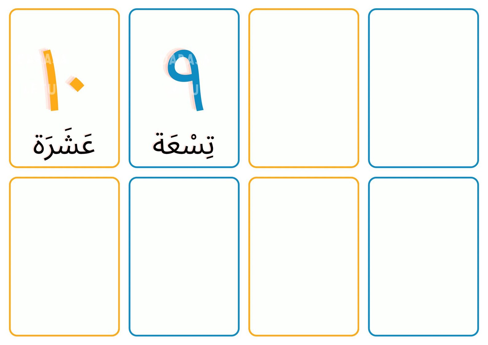 Arabic, Number Flashcards, 1-10, Large & Small Flash Cards, Toddlers ...