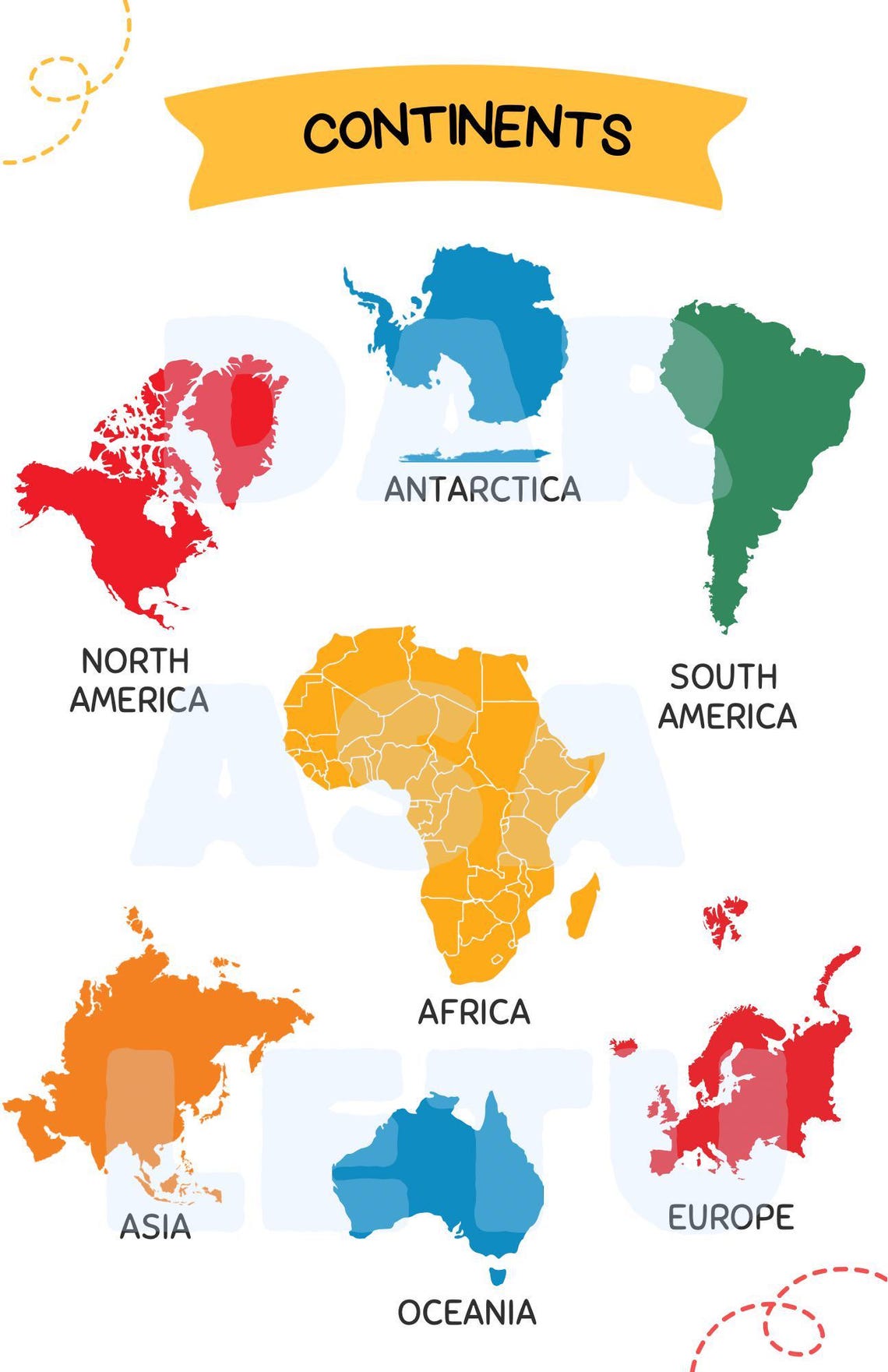 7 Continents in Bambara Poster | 11x17 Inch Digital Download | African ...