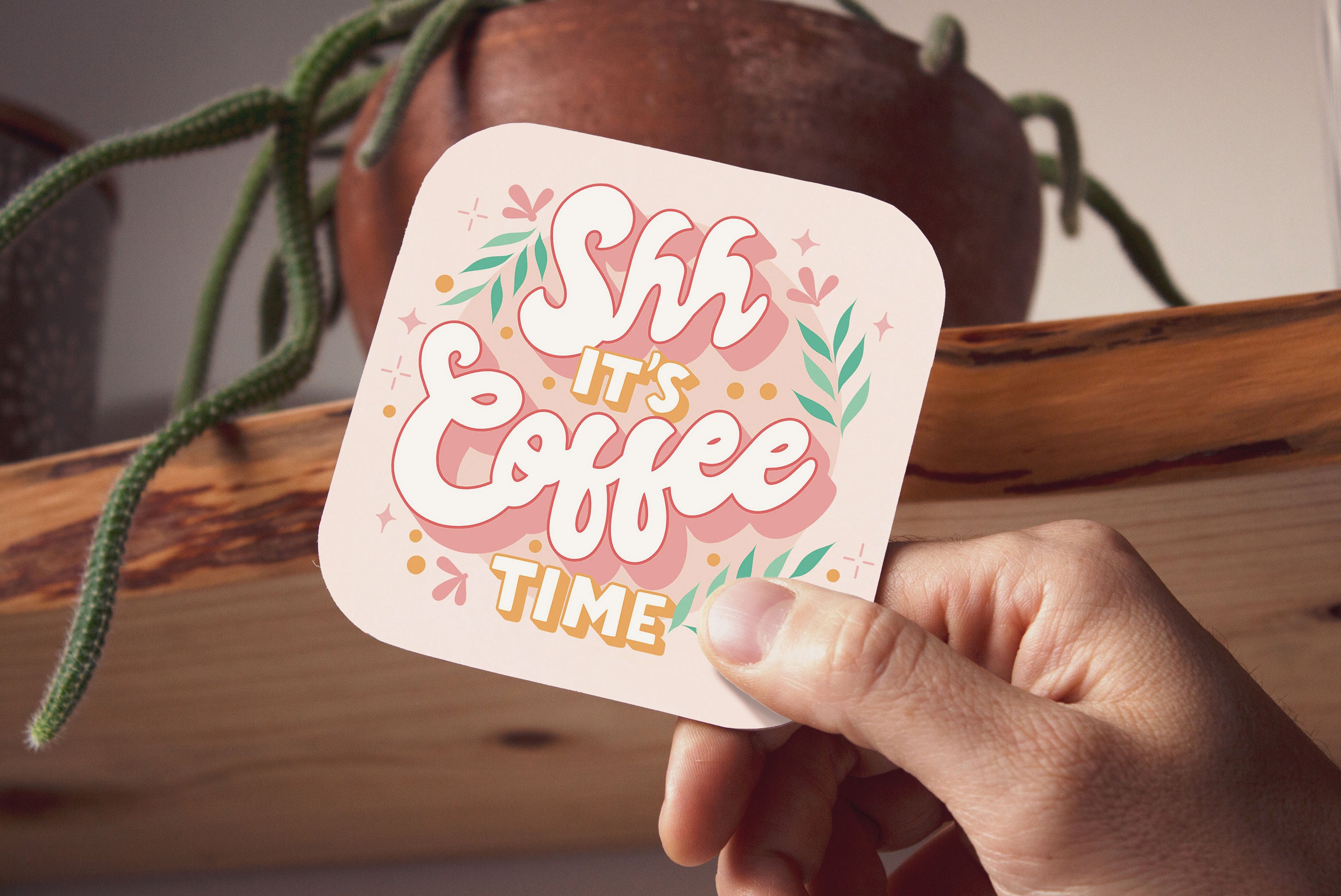 Shh It's Coffee Time Cork-back Coaster, Perfect Gift for Any Caffeine ...