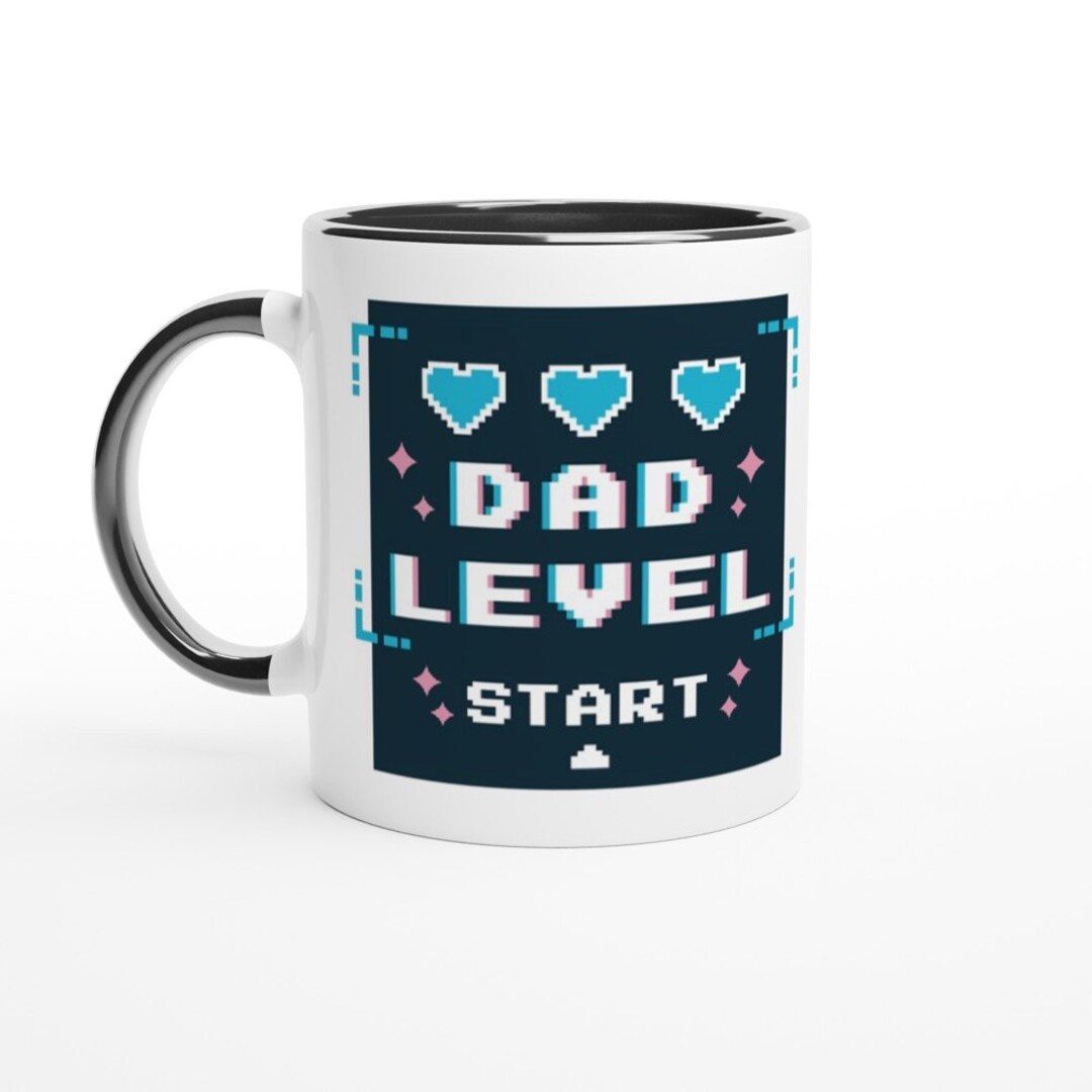 Fathers Day Mugs, Dad Level, Start 8-bit Ceramic Mug for Hot and Cold ...