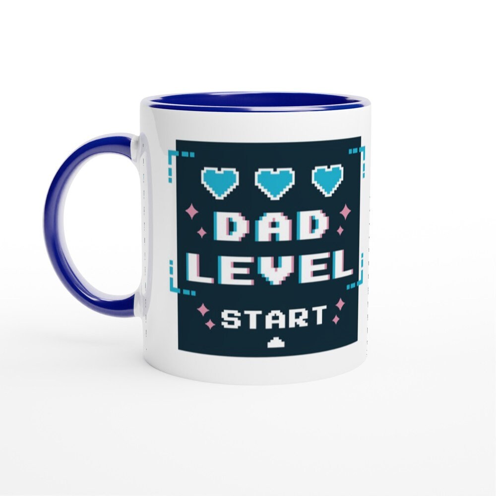Fathers Day Mugs, Dad Level, Start 8-bit Ceramic Mug for Hot and Cold ...
