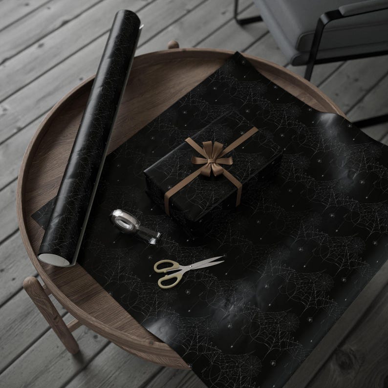 Spider Web Wrapping Paper, Black Gift Wrap, Spider Halloween Wrapping ...