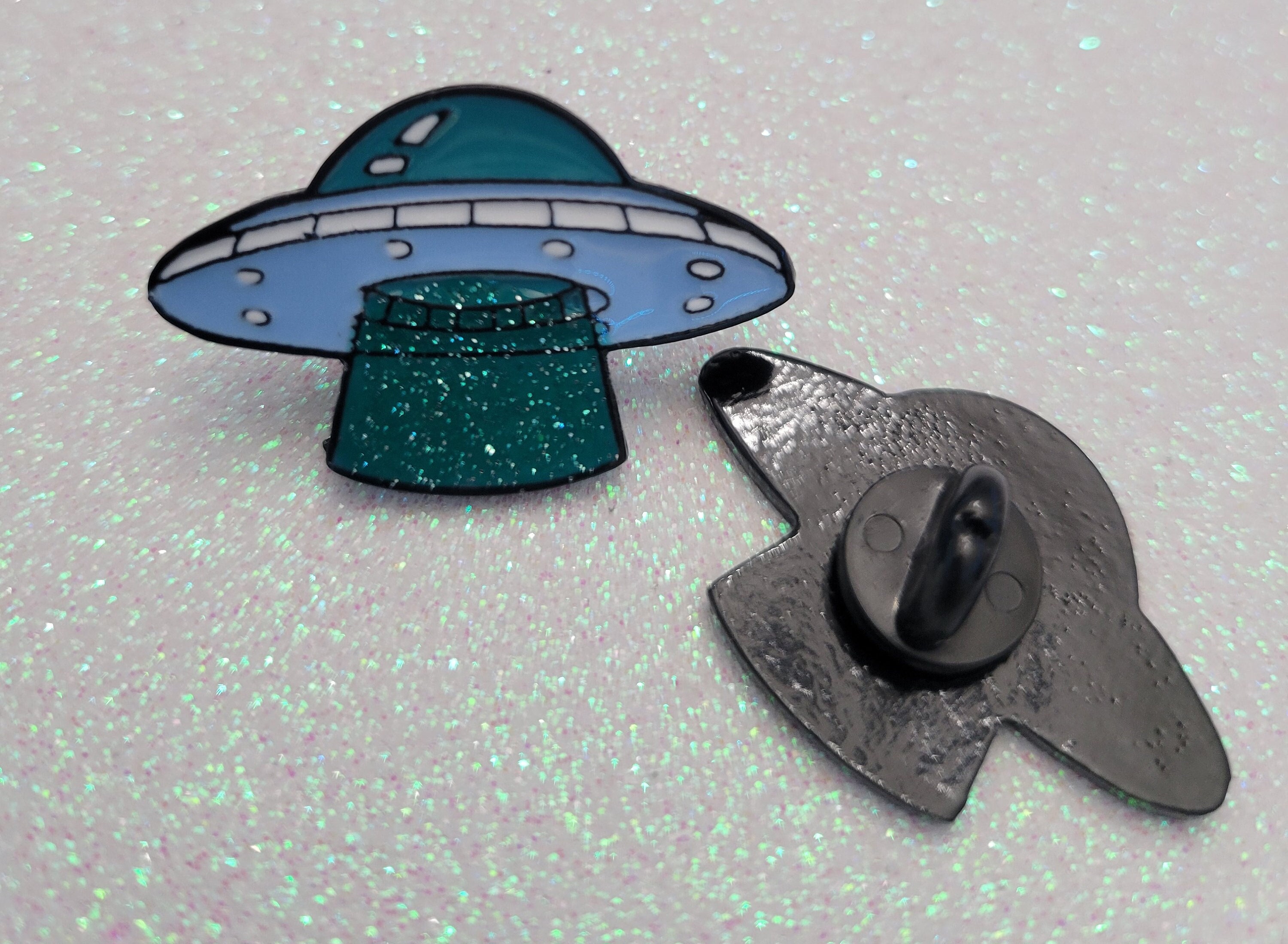 UFO Pin Blue UFO Pin Green Beam Pin Alien Pin Sci Fi Pin Fun Alien Pin Funny UFO Pin Science Pin ...