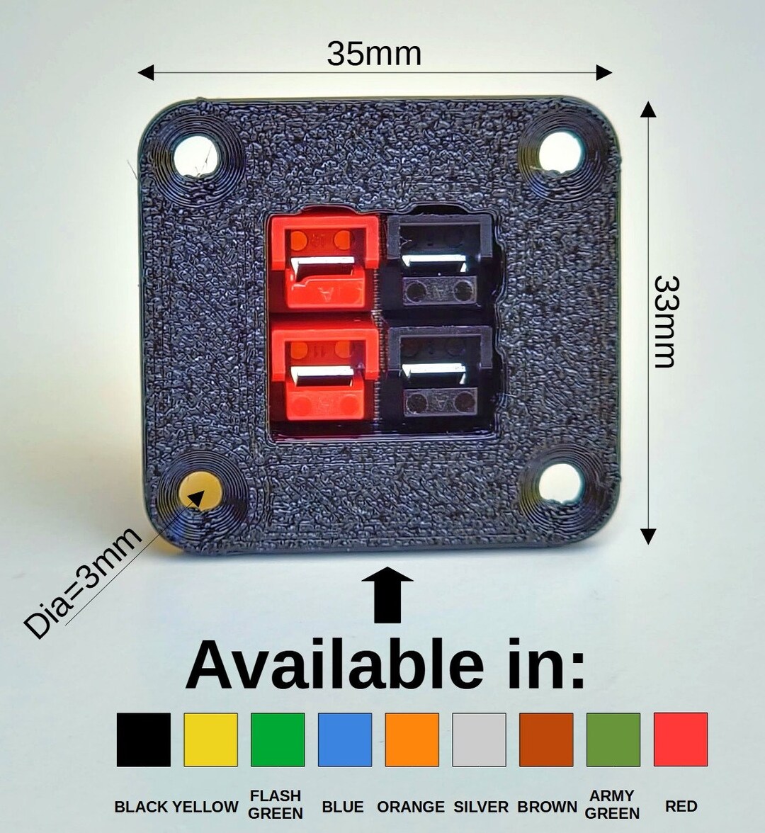 Double Square Anderson Powerpole PP15/45 Panel Mount - PETG Connector ...