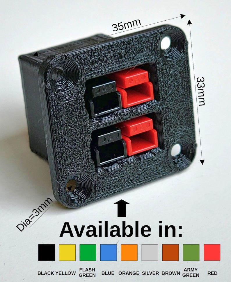 Dual Square Anderson Powerpole PP15/45 Panel Mount - PETG Connector ...