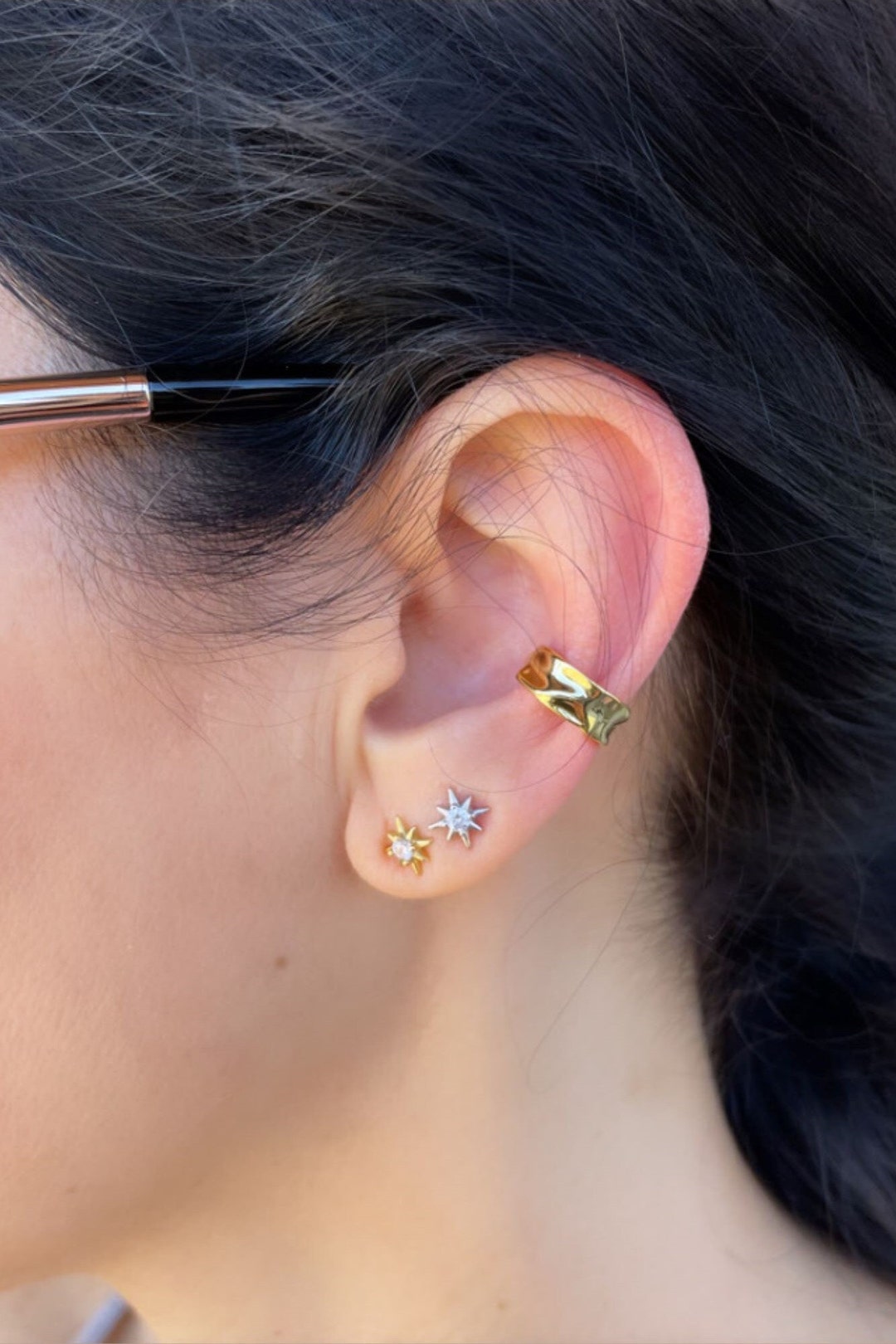 Irregular Geometric Ear Cuff Thick Ear Cuff for Conch 925 Sterling ...