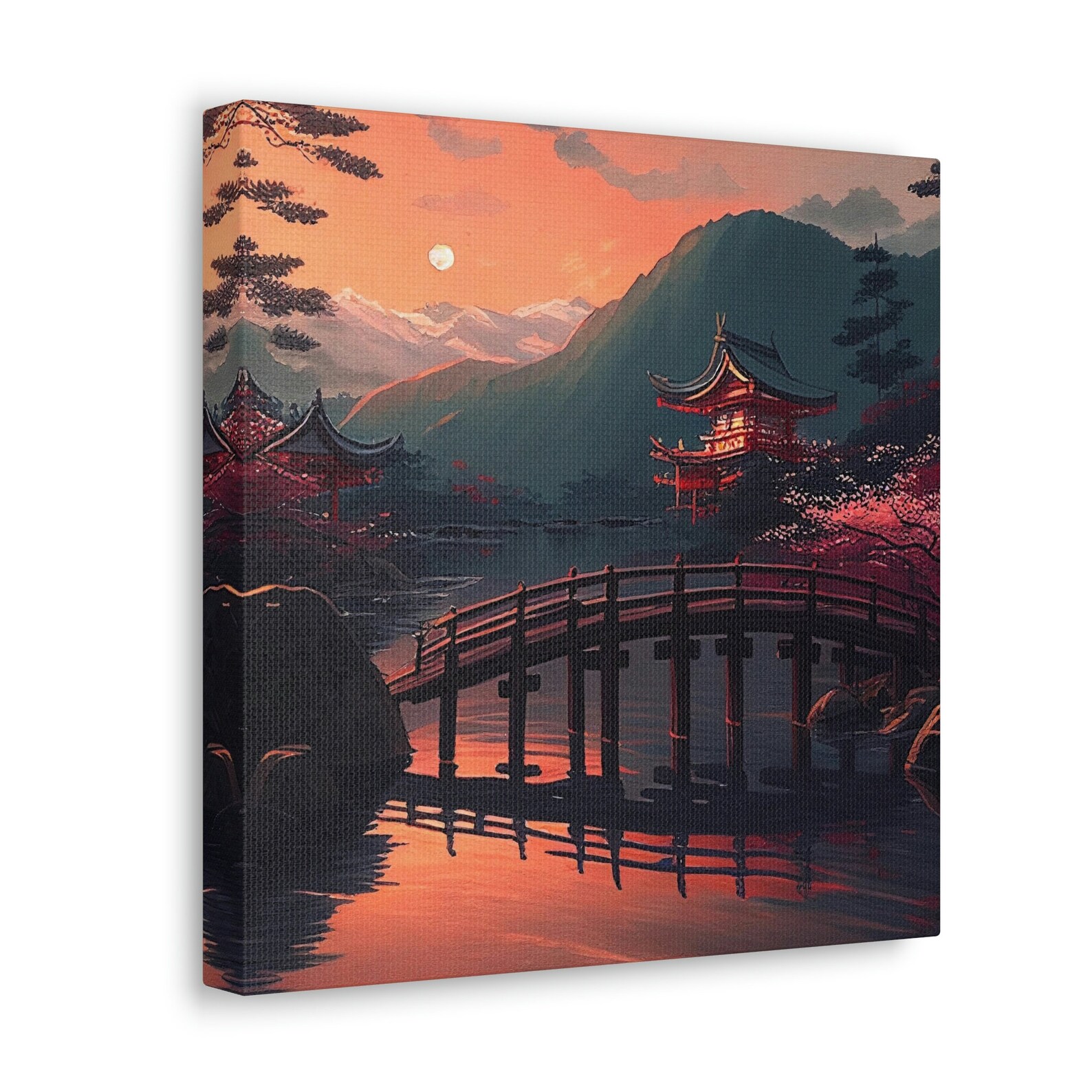Japanese Sunset Watercolor Japanese Nature Inspired Painting - Etsy