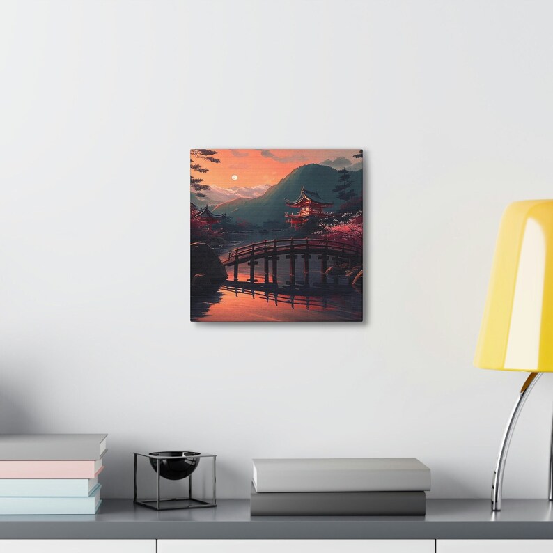 Japanese Sunset Watercolor Japanese Nature Inspired Painting - Etsy