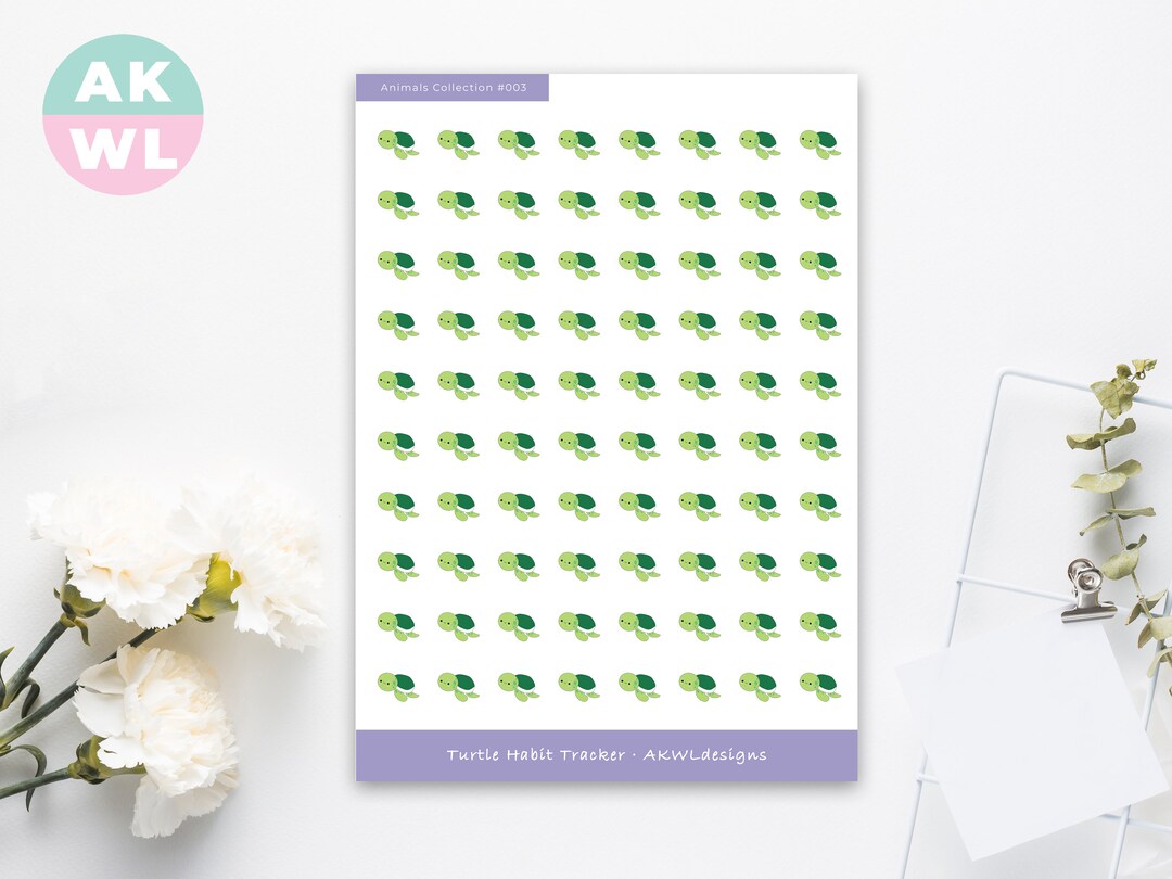 Turtle Habit Tracker Sticker Sheet Cute Animal Stickers Ocean Sea Lover ...