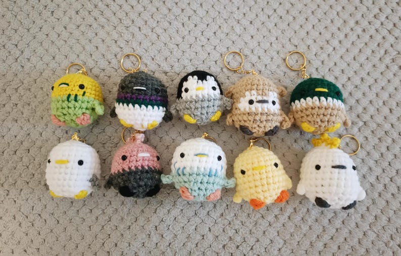 Crochet Bird Keychain Plush Amigurumi Handmade Gift Animal Cute Owl ...