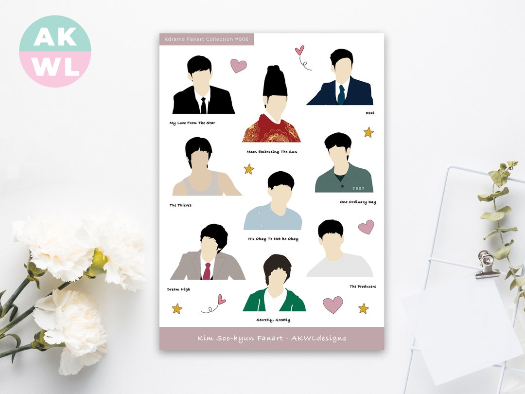 Kim Soo-hyun Sticker Sheet Kim Soo Hyun Fanart Stickers Kim Soohyun Fan ...