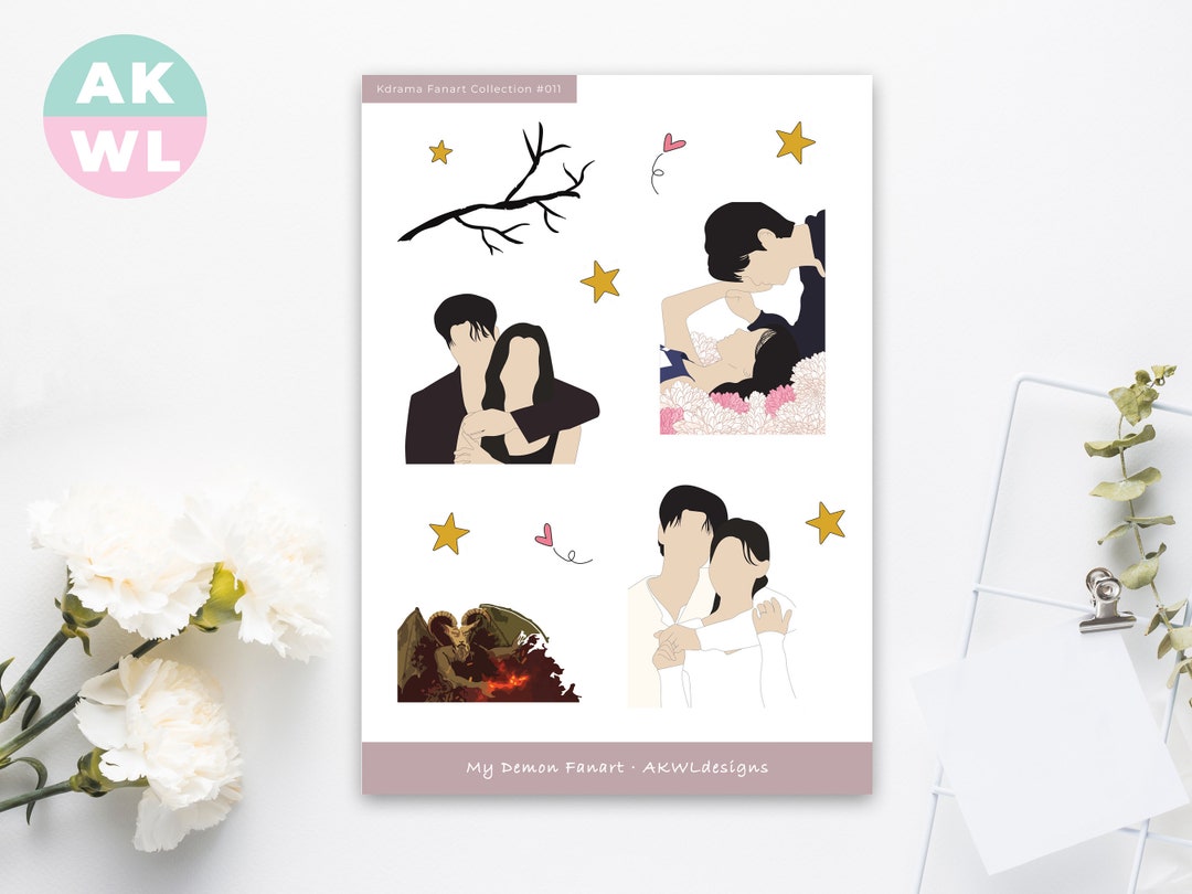 My Demon Kdrama Sticker Sheet Fanart Stickers Gift Korean Drama Fan Art ...