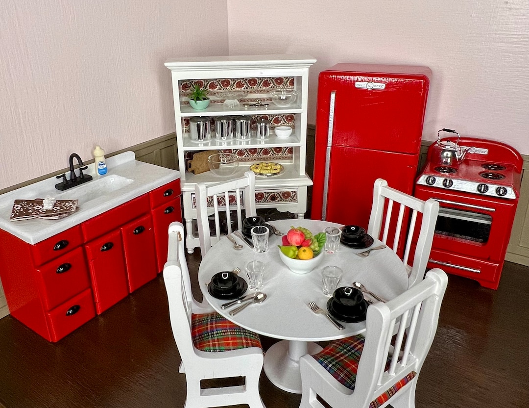 Retro Dollhouse Kitchen – All Appliances, Furniture, and Accessories ...