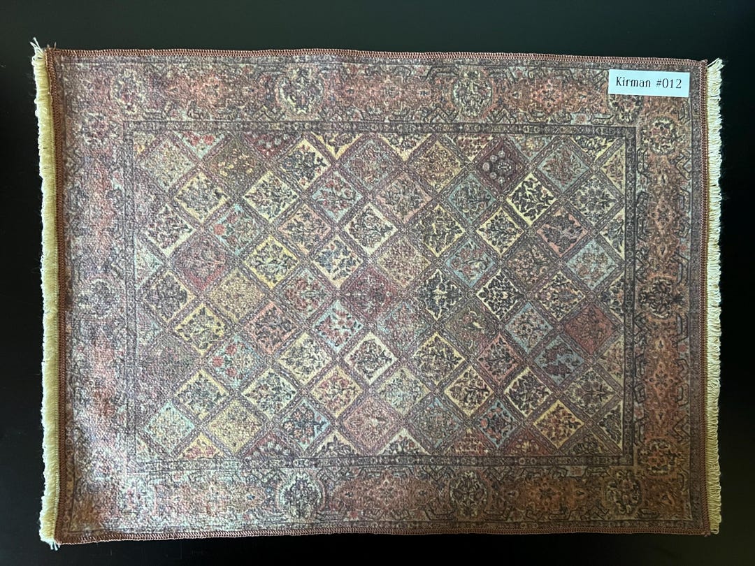 Keshishian Miniature Carpet #012 “kirman” - 13”(L) X 9.5”(W) – Vintage ...