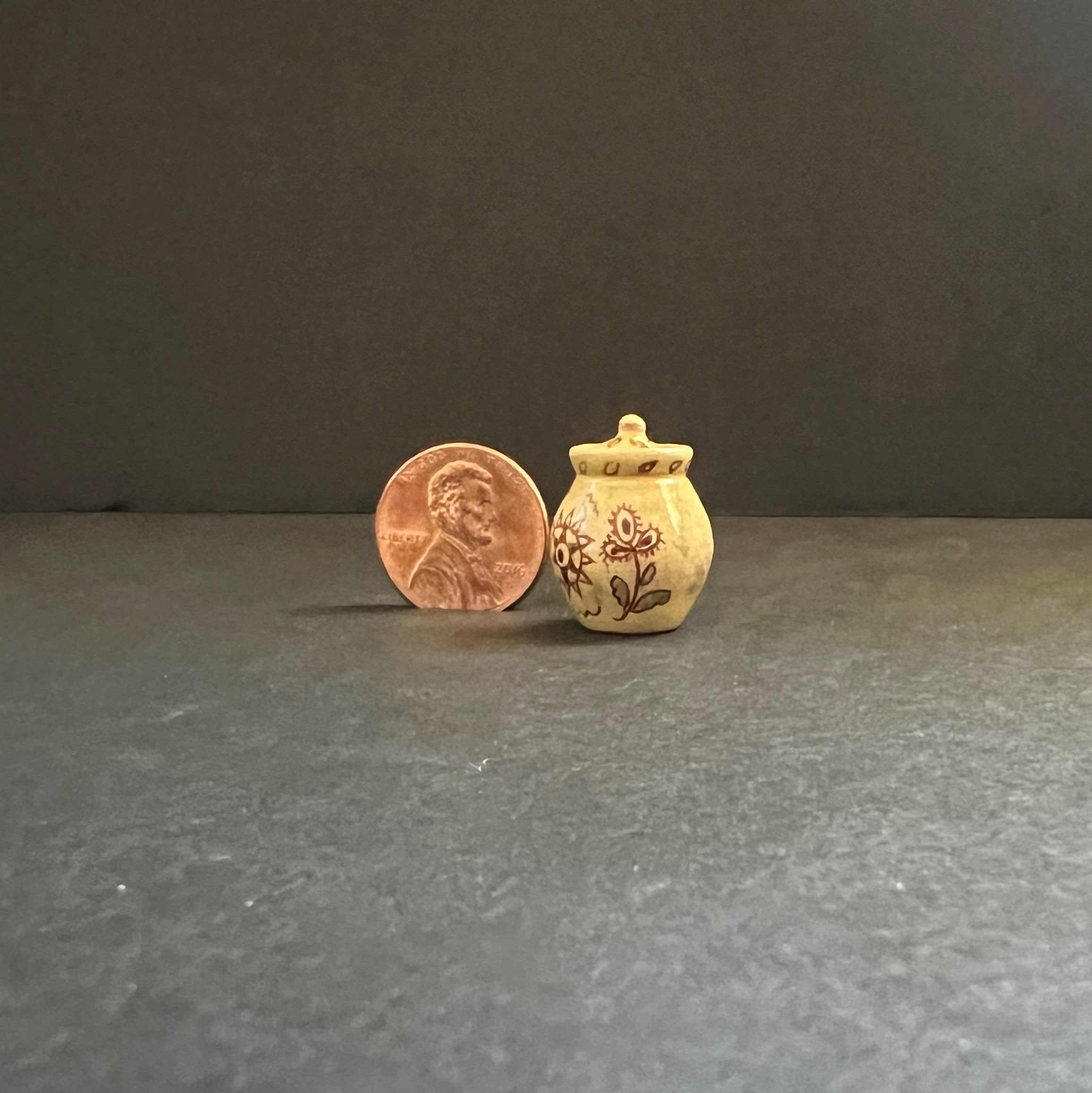 Poppenhuis miniatuur IGMA Jane Graber Redware Sgraffito bus Sunburst ...