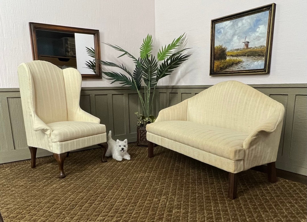 1985 D. Anne Ruff Wingback Chair and Sofa - Dollhouse Miniature 1:12 - Etsy