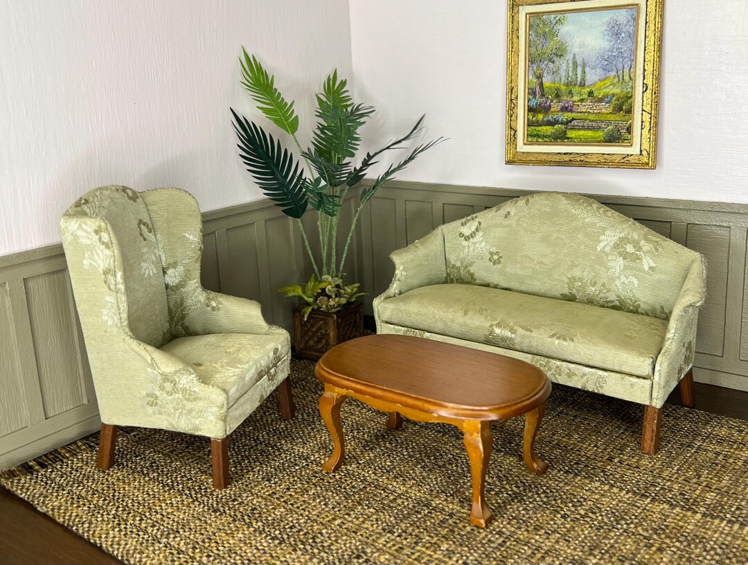 1979 D. Anne Ruff Wingback Chair and Sofa Dollhouse Miniature 1:12 - Etsy