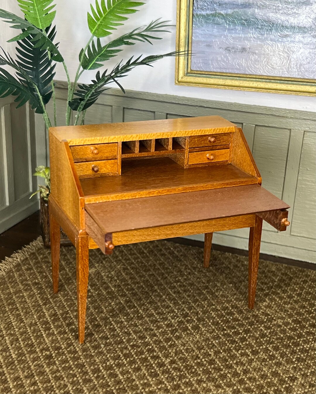Reevesline 1972 Vintage Wooden Secretary – 1:12 Scale Dollhouse ...