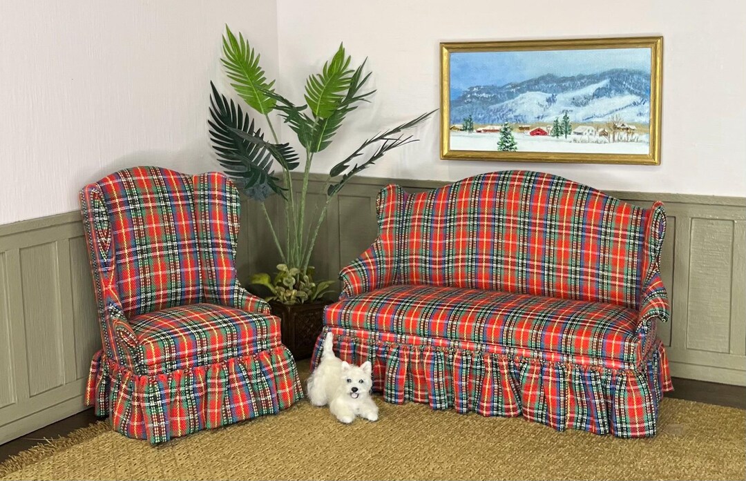 1986 D. Anne Ruff Sofa and Wingback Chair Dollhouse Miniature 1:12 - Etsy