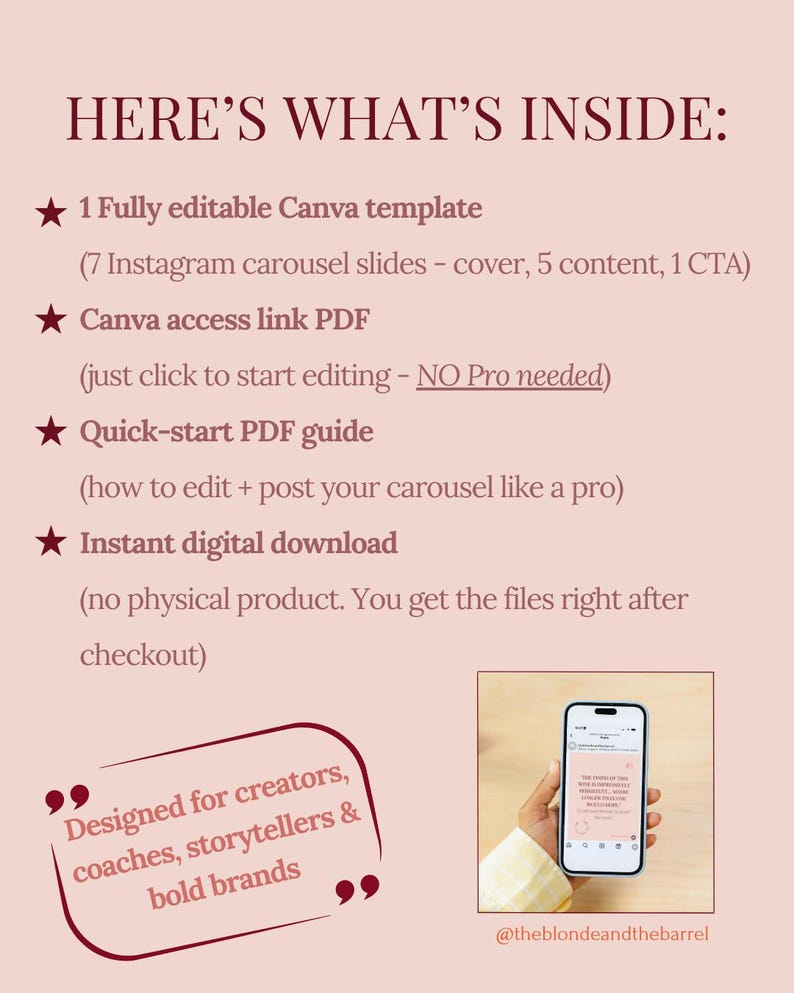 Instagram Carousel Template – Editable Canva Post for Creators, Coaches ...