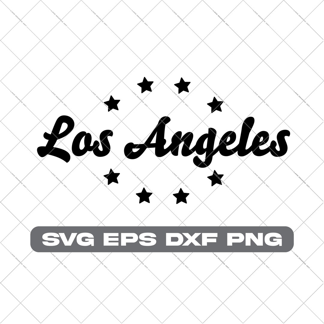 Los Angeles Stars Cursive Text, Svg Png Eps Dxf , Instant Download - Etsy