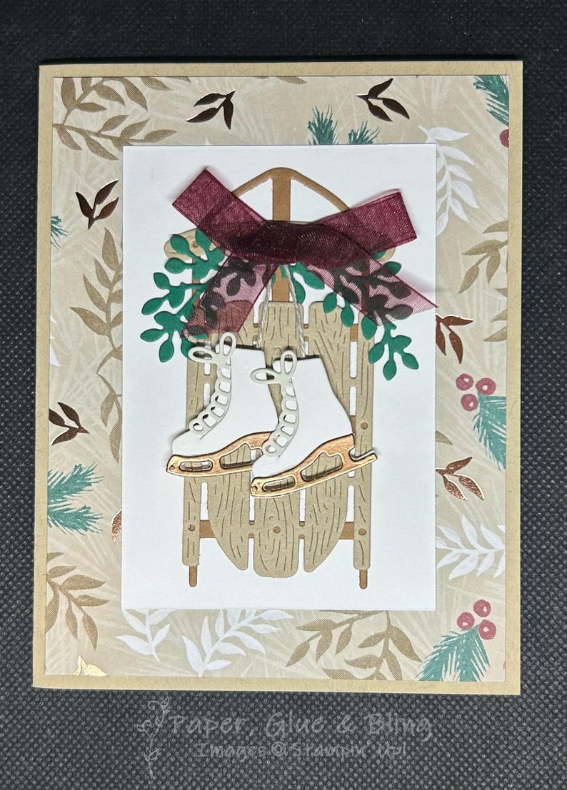 Christmas Sled and Iceskate Card - Etsy