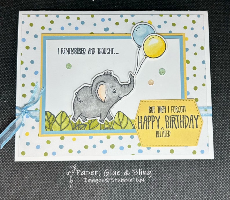 Belated Birthday Elephant Card - Etsy