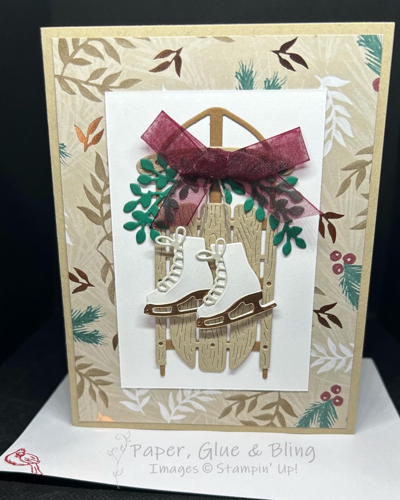 Christmas Sled and Iceskate Card - Etsy