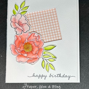 Gingham and Floral Birthday Card - Etsy