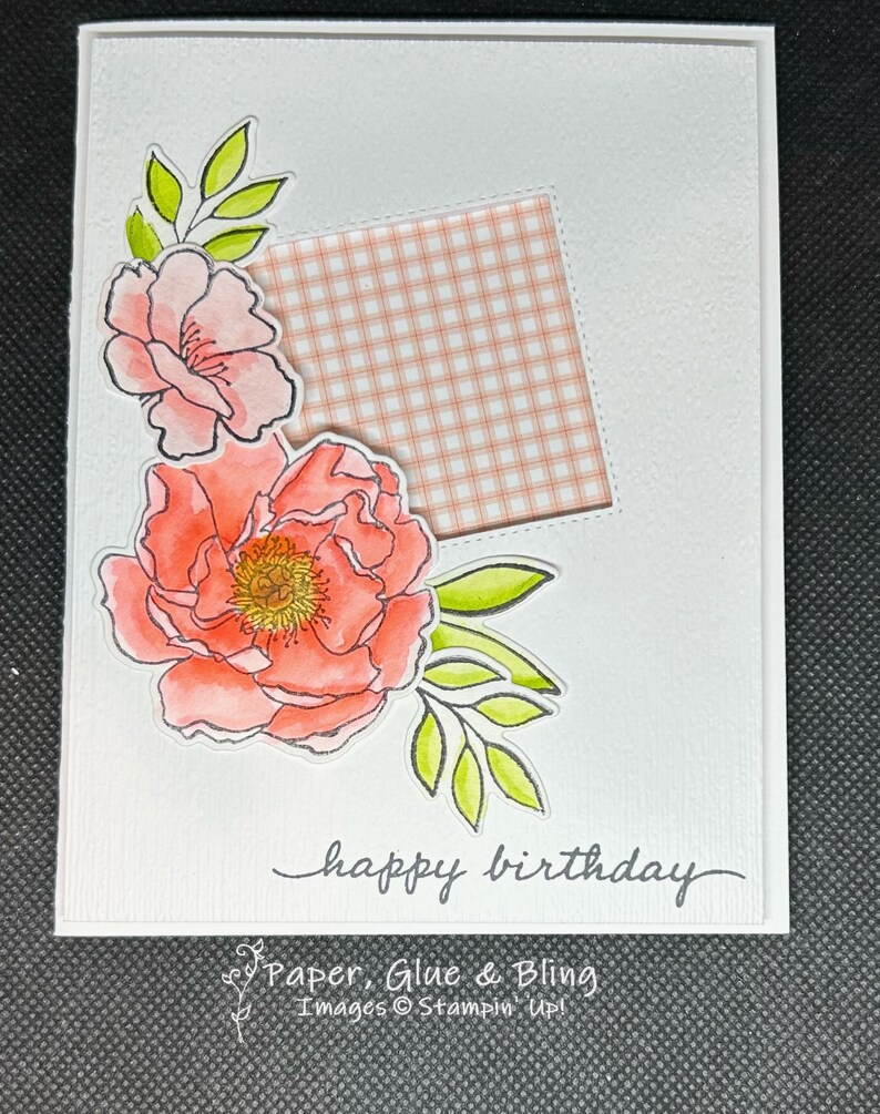 Gingham and Floral Birthday Card - Etsy