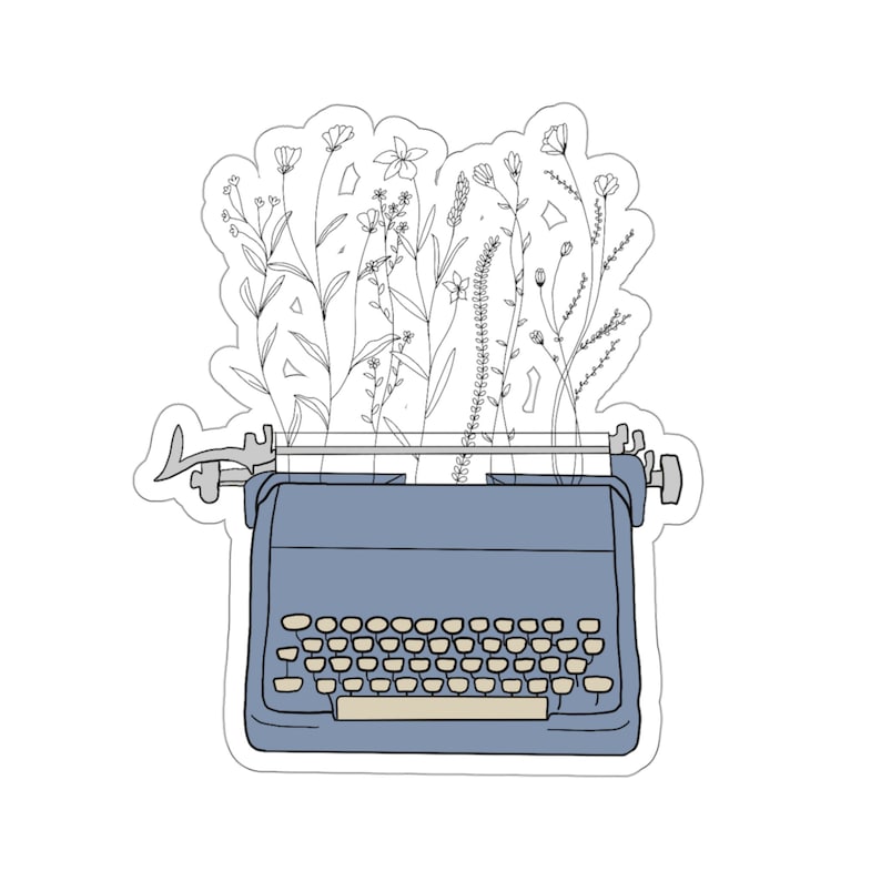Blooming Typewriter Sticker - Etsy