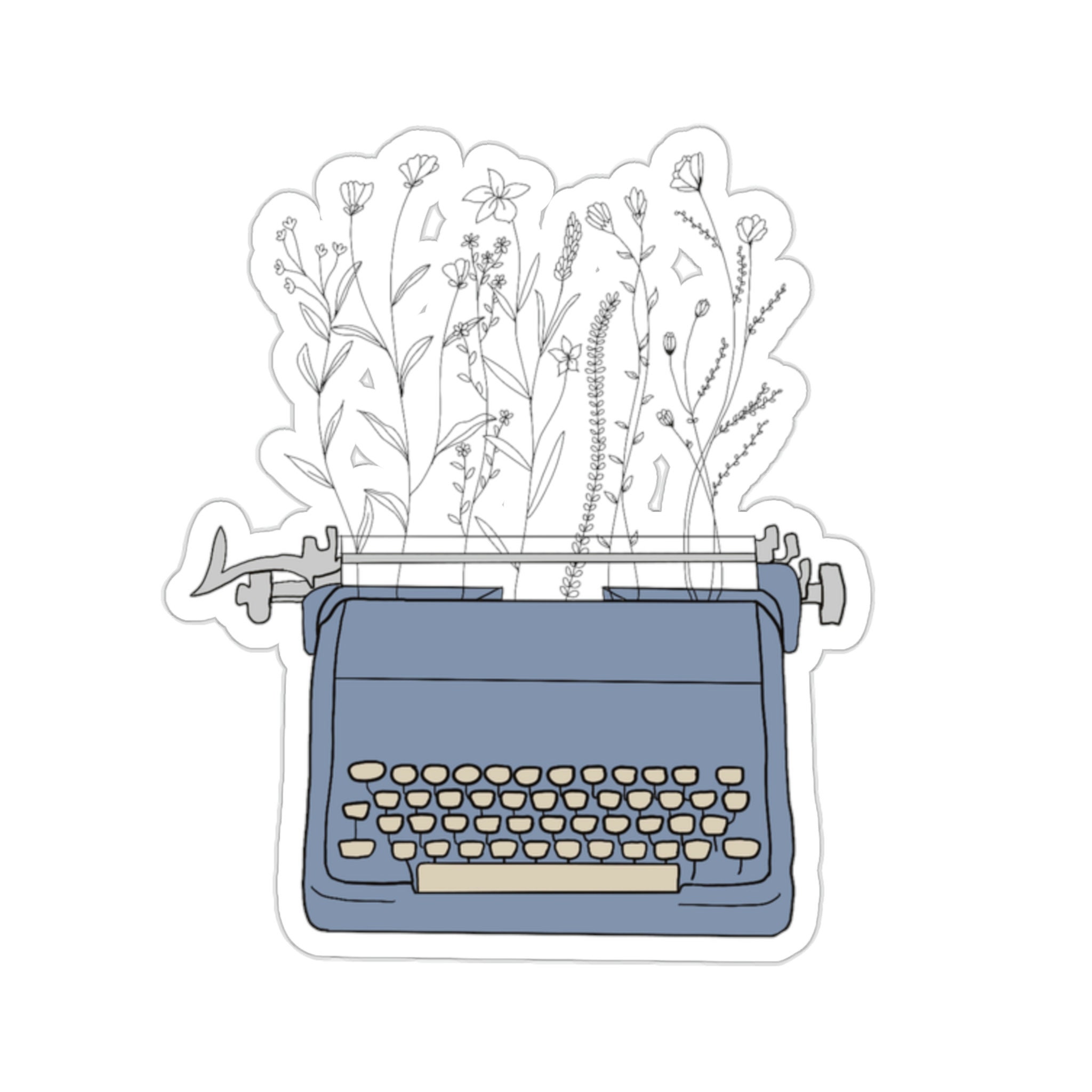 Blooming Typewriter Sticker - Etsy