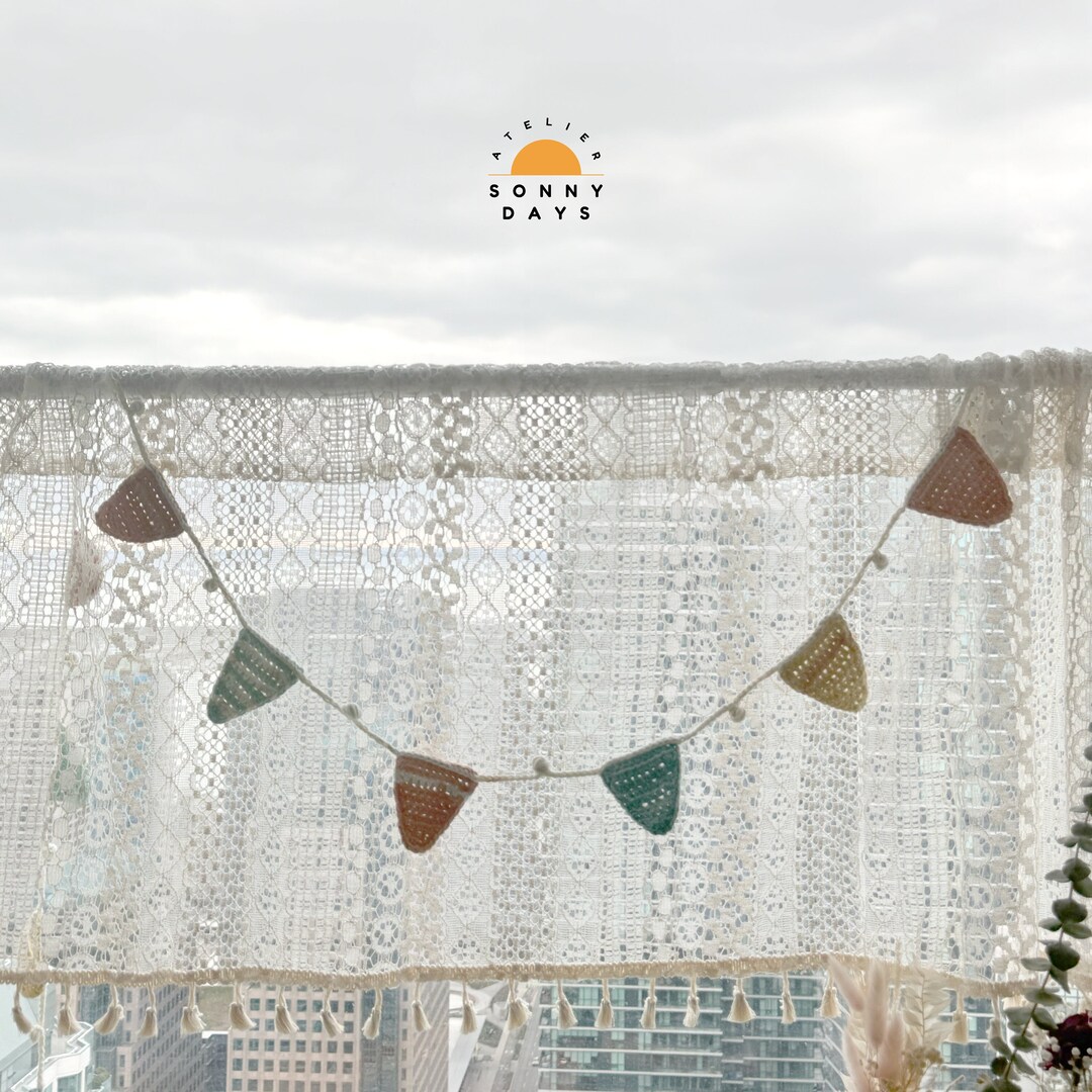 Handmade Triangle Flags Garland Crochet Wall Hanging for Baby Shower ...