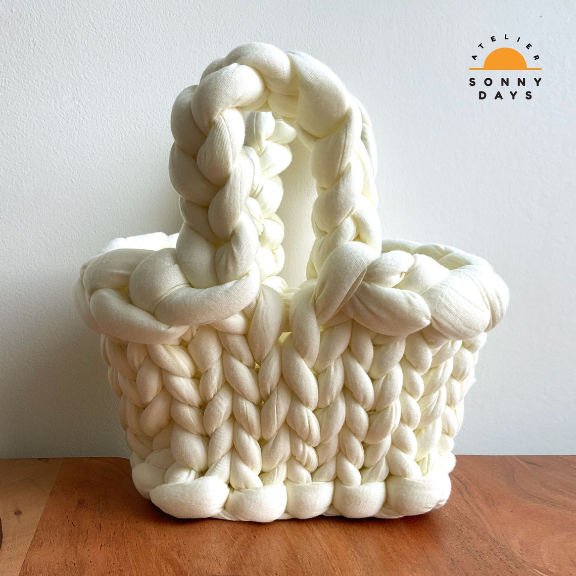 Handmade Giant Bulky Yarn Basket Tote Small Bag Casual Super Soft ...