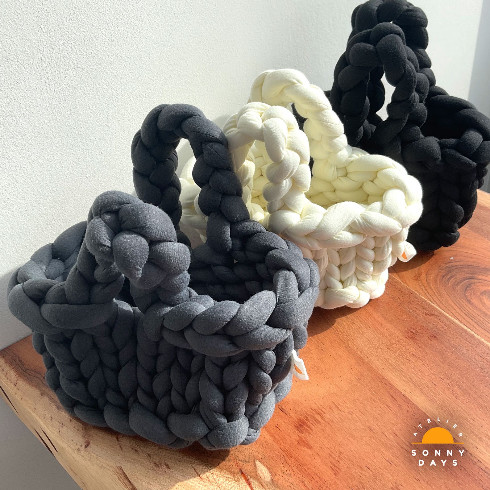 Handmade Giant Bulky Yarn Basket Tote Small Bag Casual Super Soft ...