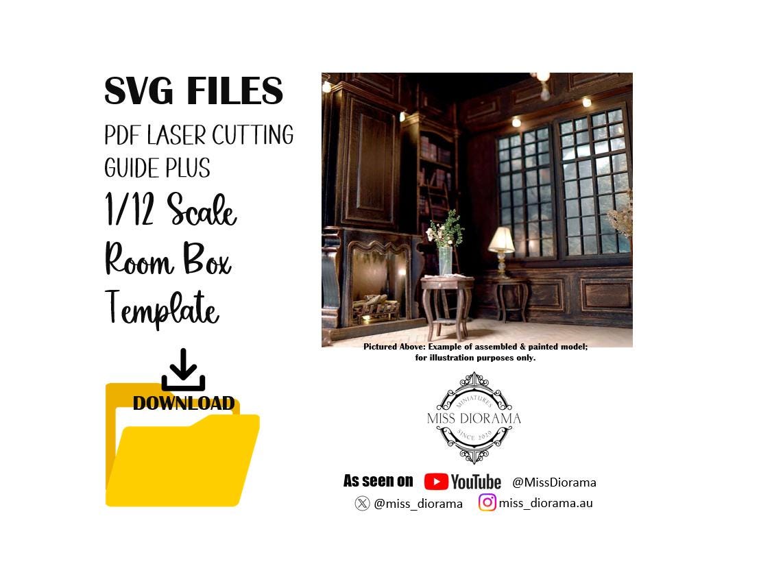 SVG Template Files for 1/12 Scale Room Box - Etsy