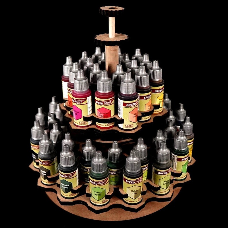 SVG Template Files for DIY Laser Cut Rotating Hobby Paint Rack Storage ...