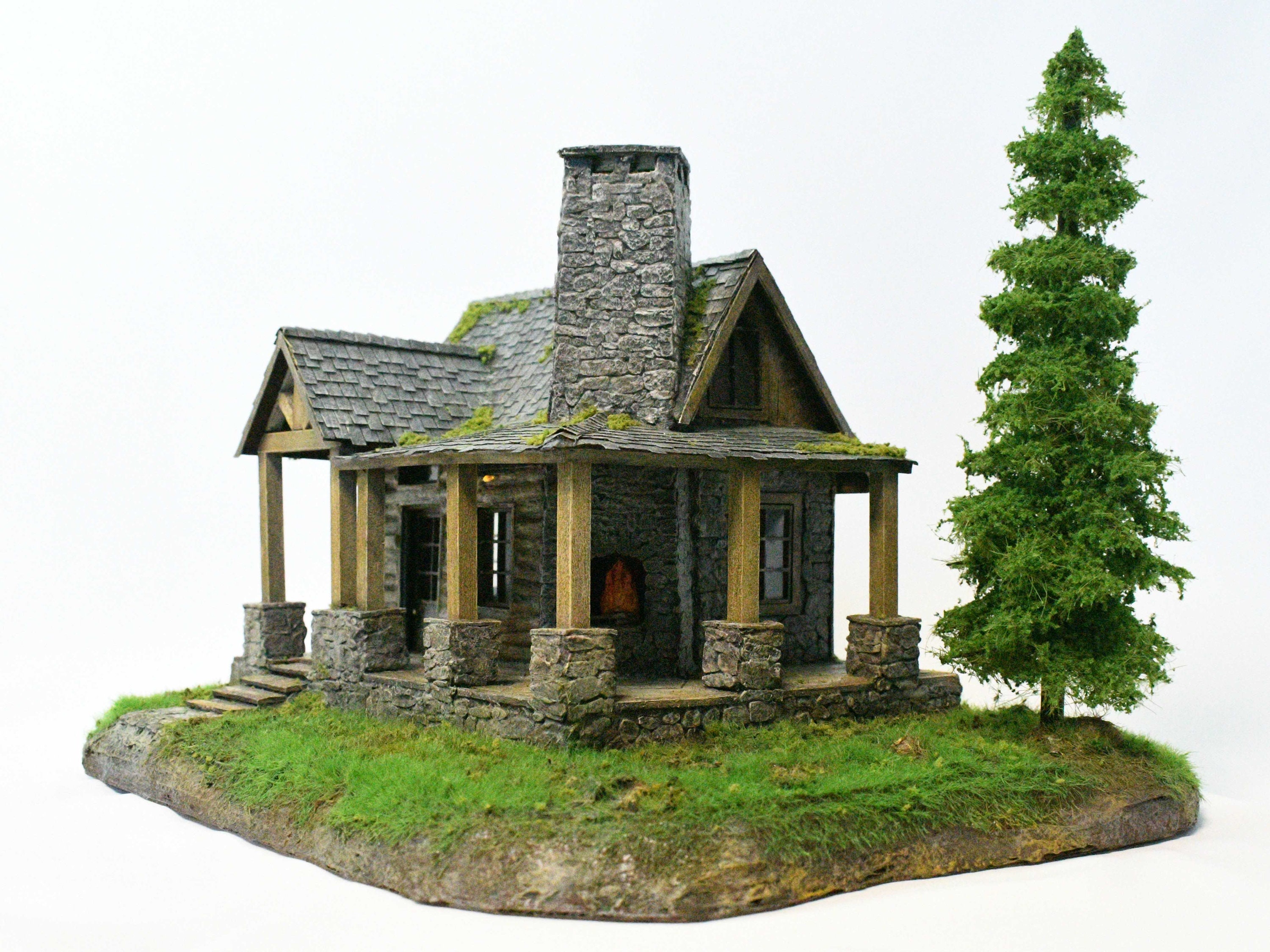 Miniature Stone & Log Cabin Template File Download - Etsy